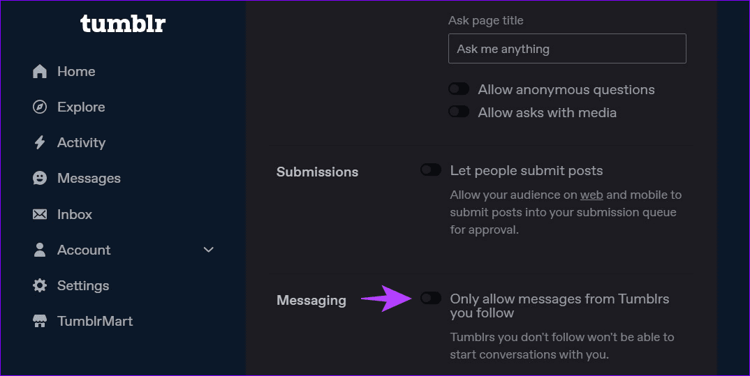 How to Restrict or Disable Instant Messaging on Tumblr - Guiding Tech