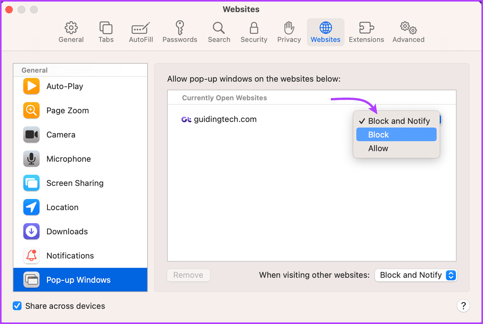 How to Enable or Disable Safari Pop-up Blocker on Mac - Guiding Tech