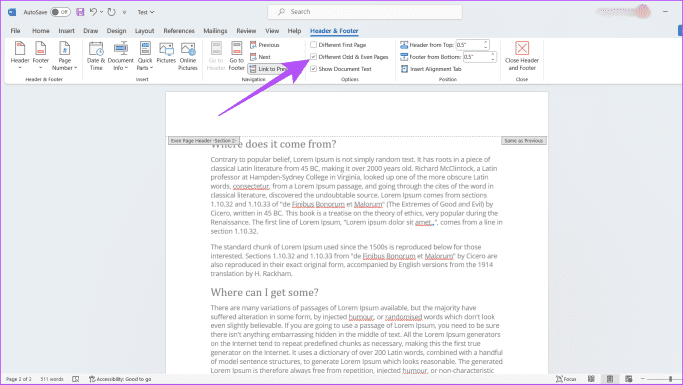 How to Put Different Headers and Footers on Different Pages in Word ...