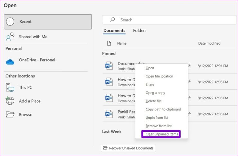 How to Clear or Disable Recently Used Documents List in Microsoft Word - Guiding Tech