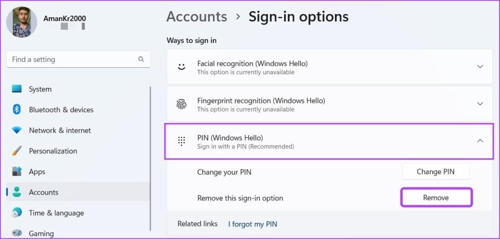 How to Remove PIN at Login in Windows 11 - Guiding Tech