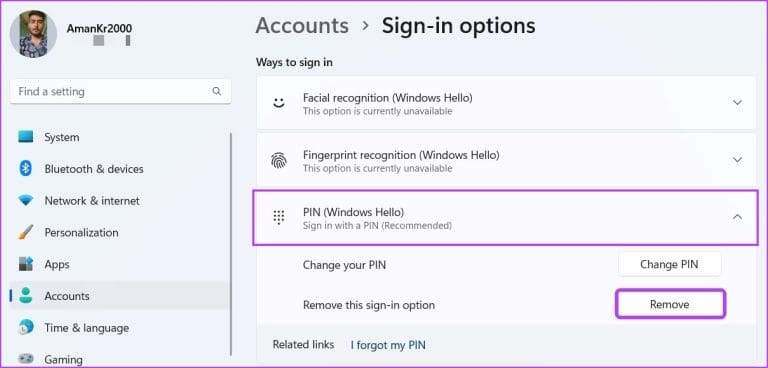 How to Remove PIN at Login in Windows 11 - Guiding Tech
