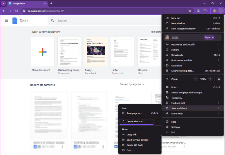 4 Ways to Create Desktop Shortcuts for Google Docs or Sheets - Guiding Tech