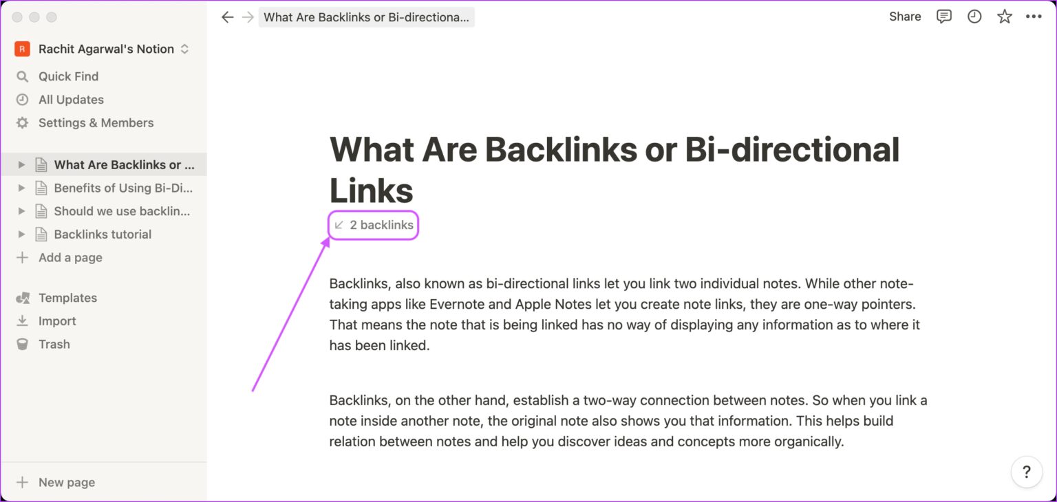 How to Create or Remove Backlinks in Notion - Guiding Tech