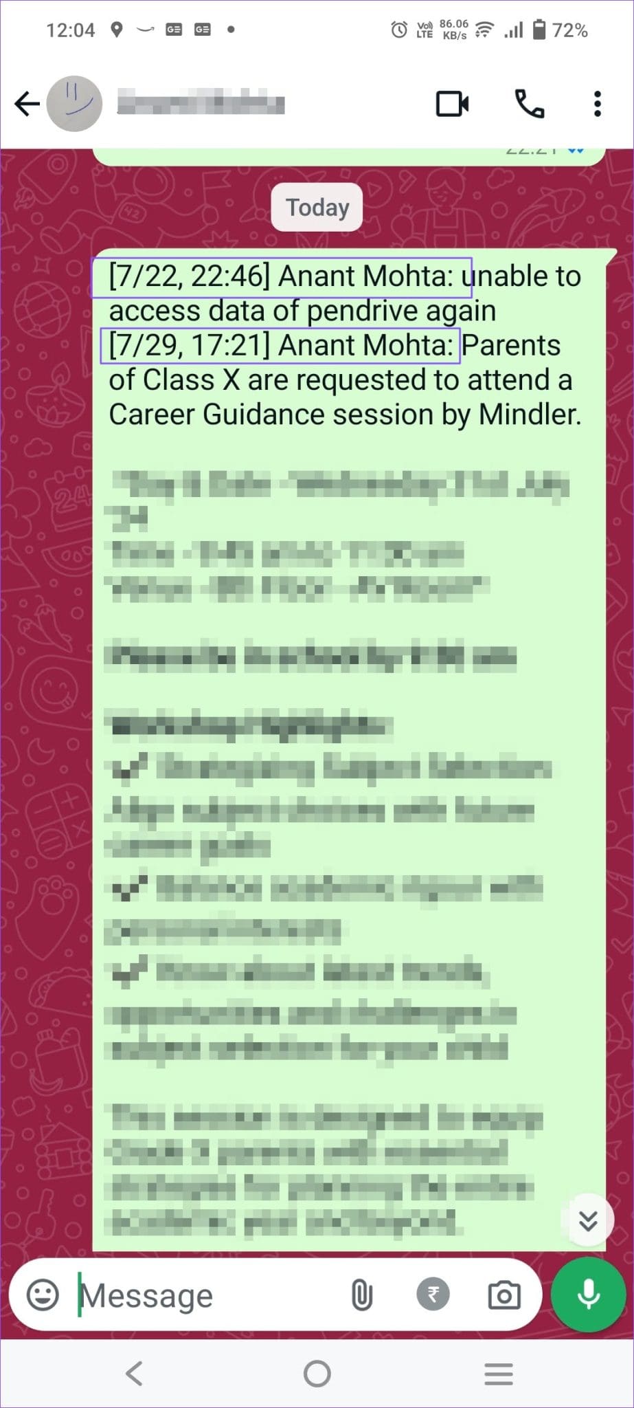 WhatsApp Message Forwarding with Sender Details and Captions
