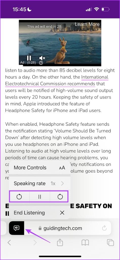 How to Read Aloud a Webpage on Safari on iPhone - Guiding Tech