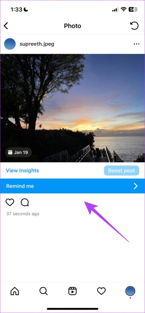 How to Add Reminders for Instagram Posts and Stories on Mobile App ...