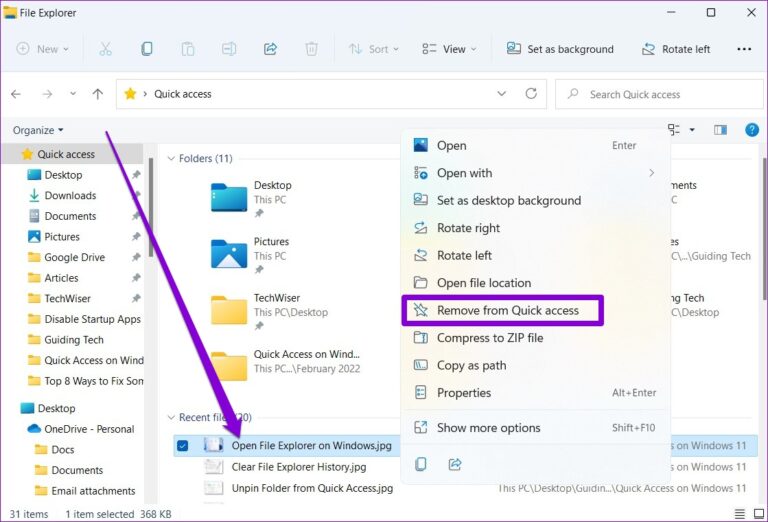 How to Use Quick Access in Windows 11 - Guiding Tech
