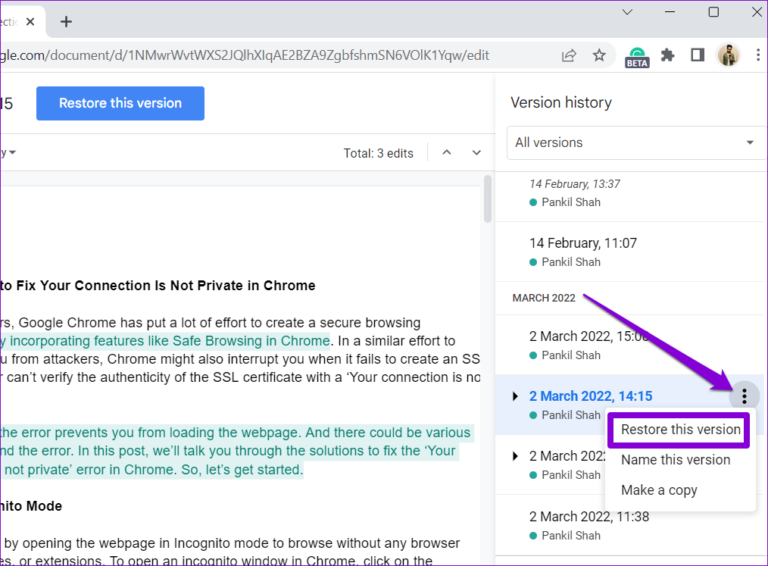 How to View and Manage Version History in Google Docs - Guiding Tech