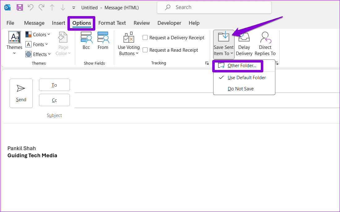 Top 6 Fixes for Sent Items Not Showing in Microsoft Outlook for Windows - Guiding Tech