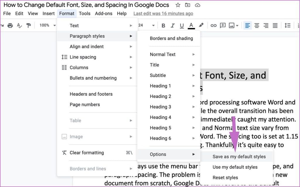 How to Change Default Font, Size, and Spacing in Google Docs - Guiding Tech