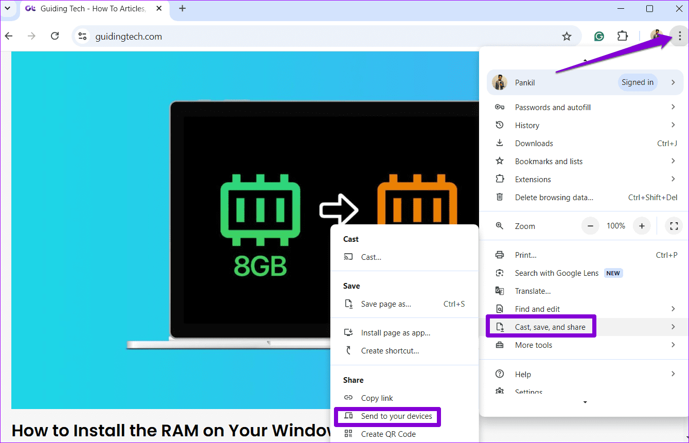 2 Ways to Share Webpage Links From Google Chrome - Guiding Tech