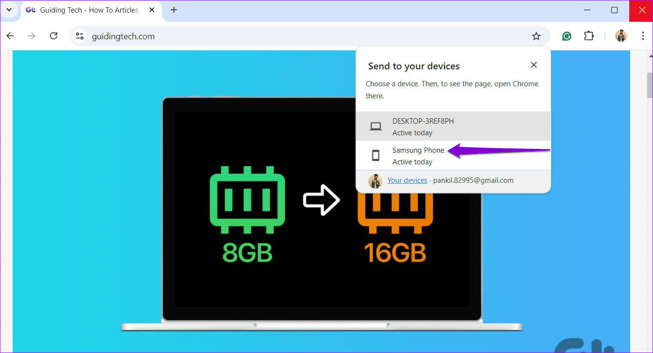 2 Ways to Share Webpage Links From Google Chrome - Guiding Tech