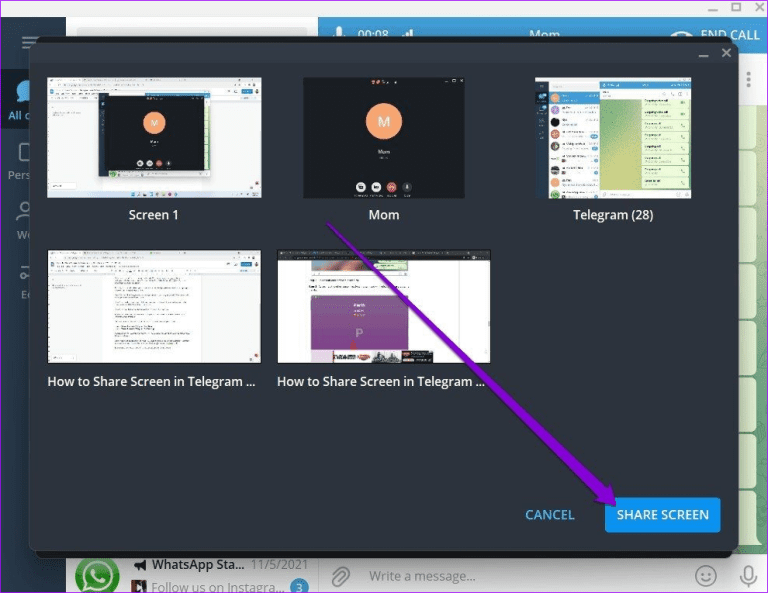 How to Share Screen in Telegram on Mobile and PC