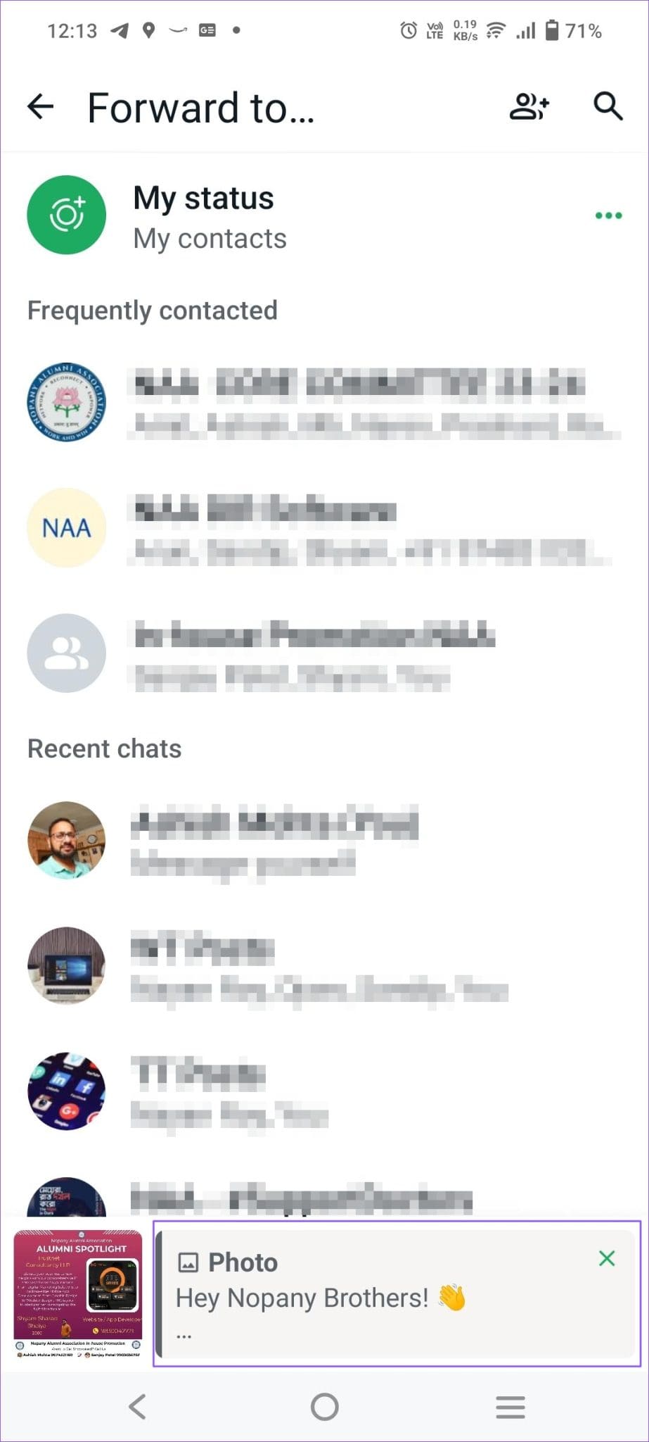 WhatsApp Message Forwarding with Sender Details and Captions