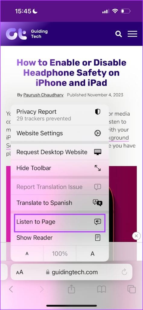 How to Read Aloud a Webpage on Safari on iPhone - Guiding Tech