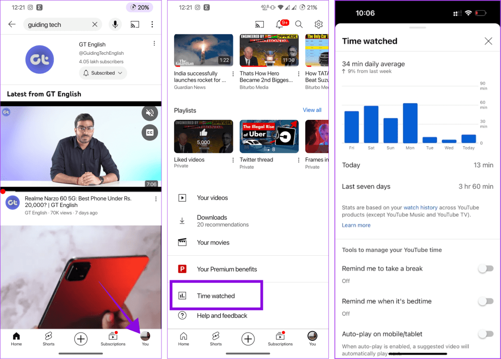 2 Ways to Know How Much Time You Spend on YouTube - Guiding Tech