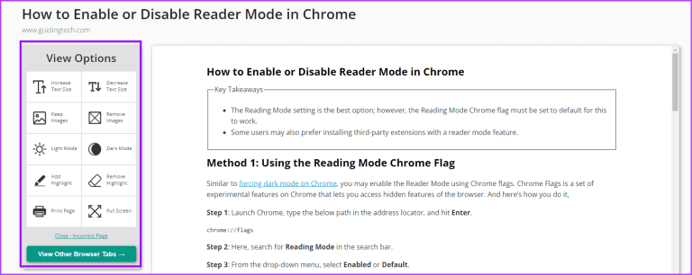 How to Enable or Disable Reader Mode in Chrome - Guiding Tech