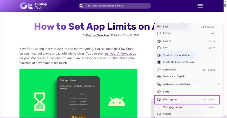 4 Ways to Take a Full Page Screenshot on Microsoft Edge - Guiding Tech