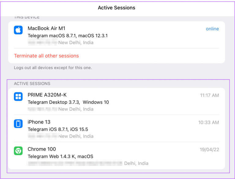 How to Log Out Devices From Telegram Account - Guiding Tech