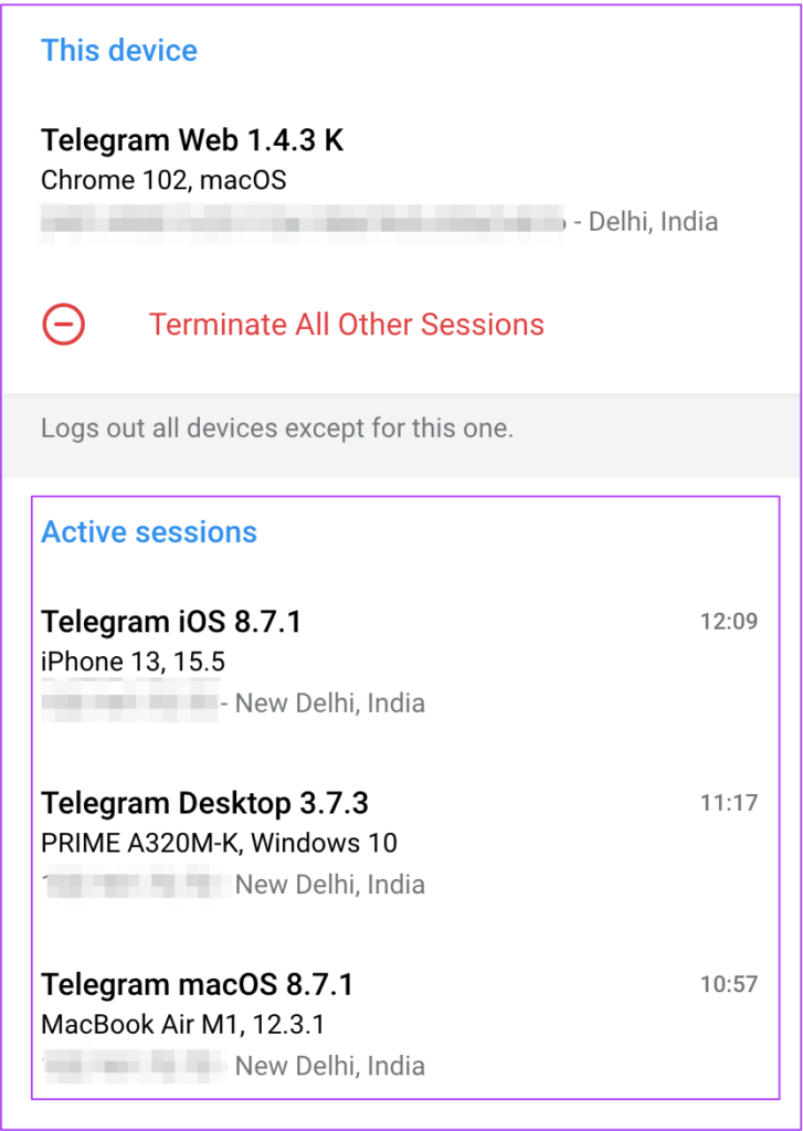 How to Log Out Devices From Telegram Account - Guiding Tech