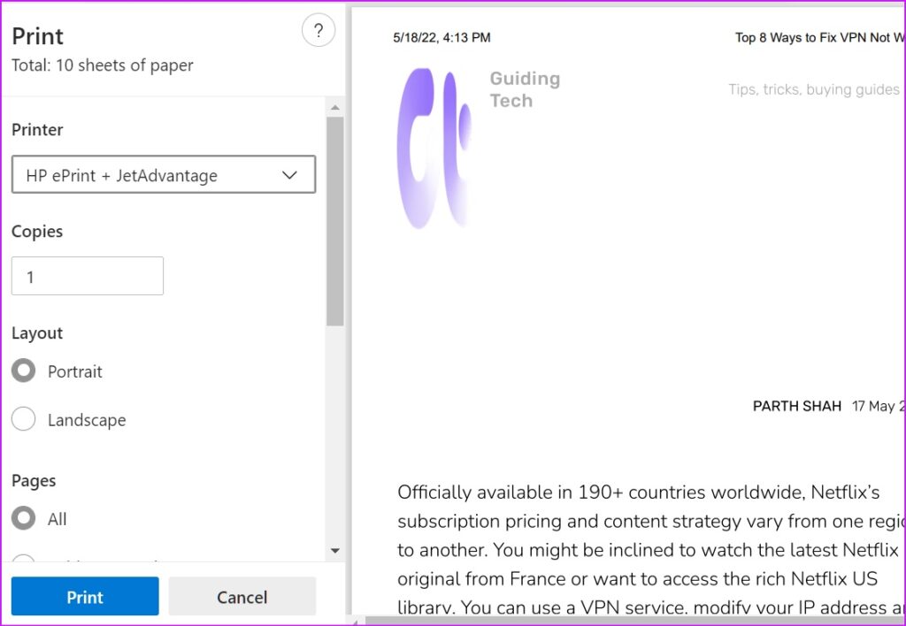 6 Best Ways to Fix Microsoft Edge Unable to Print - Guiding Tech