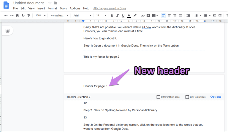 How to Create a Different Header and Footer for Each Page in Google ...