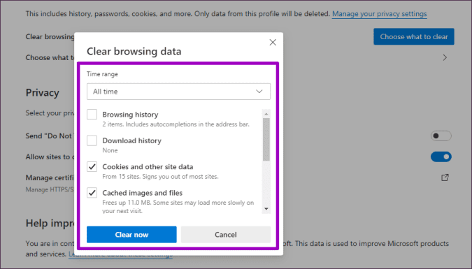 How to Clear Cache and Cookies on Microsoft Edge