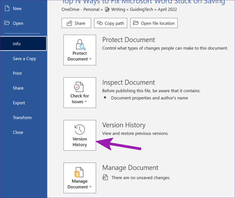 5 Ways to Fix Microsoft Word Stuck on Saving - Guiding Tech