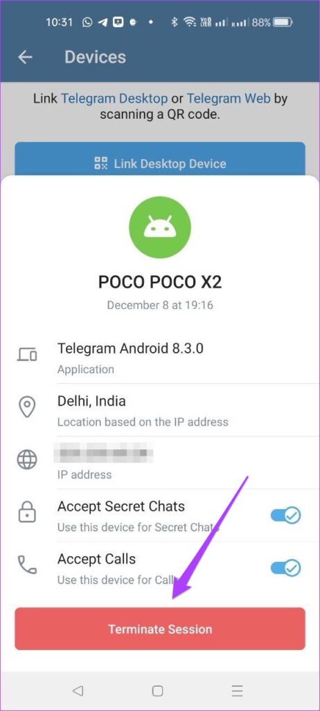 How to Log Out Devices From Telegram Account - Guiding Tech
